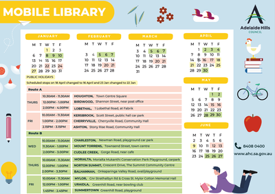 Mobile library timetable January - June (3.1MB PDF)